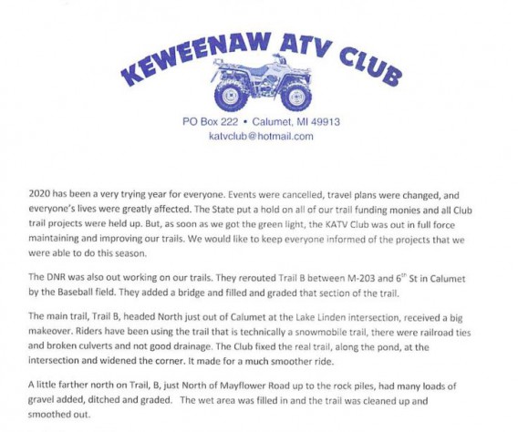 News & Announcements | Keweenaw ATV Club | Maintaining 4×4 Trails in ...